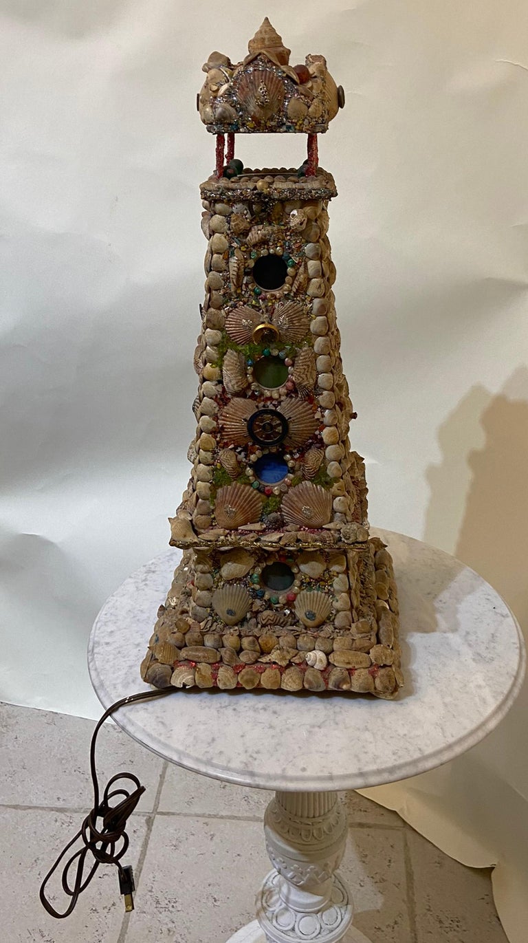 Victorian Seashell Art Lighthouse Night Light at 1stDibs