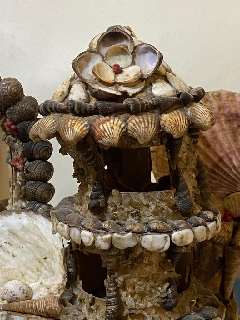 Victorian Seashell Art Lighthouse Night Light For Sale at 1stDibs