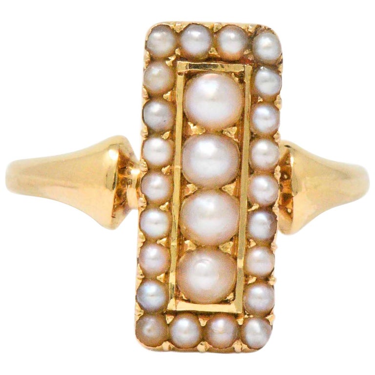 Victorian Seed Pearl 14 Karat Gold Ring at 1stDibs