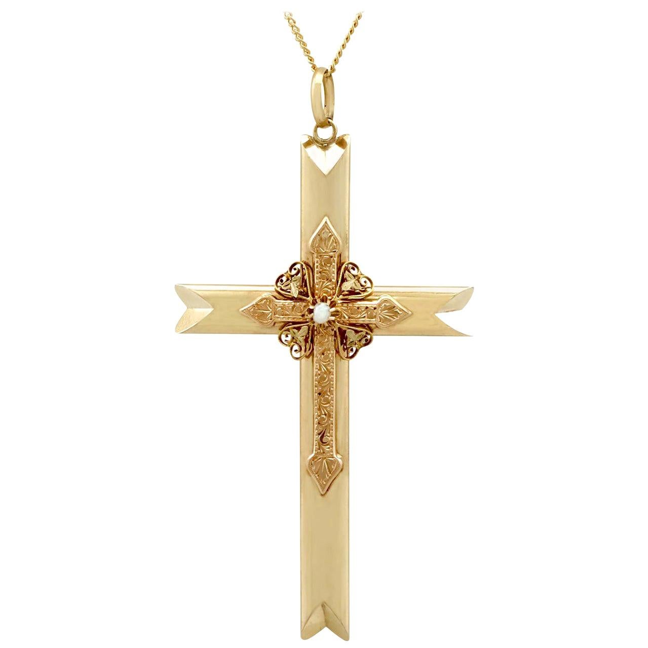 Antique Victorian 1890s Mabe Pearl and Diamond Yellow Gold Pendant For ...