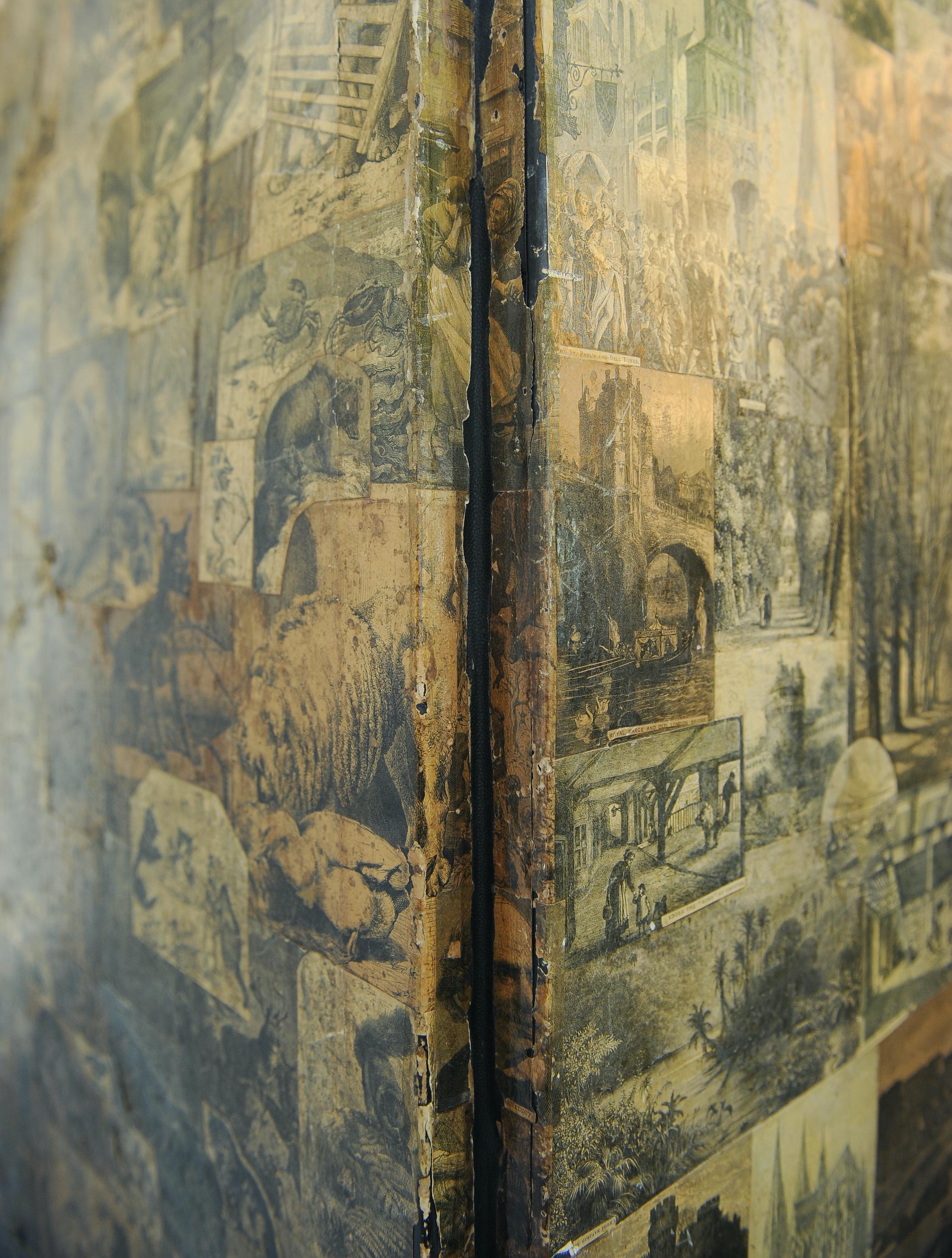 Biombo Victoriano Sepia Decoupage Dos Caras Tres Paneles Plegable ...