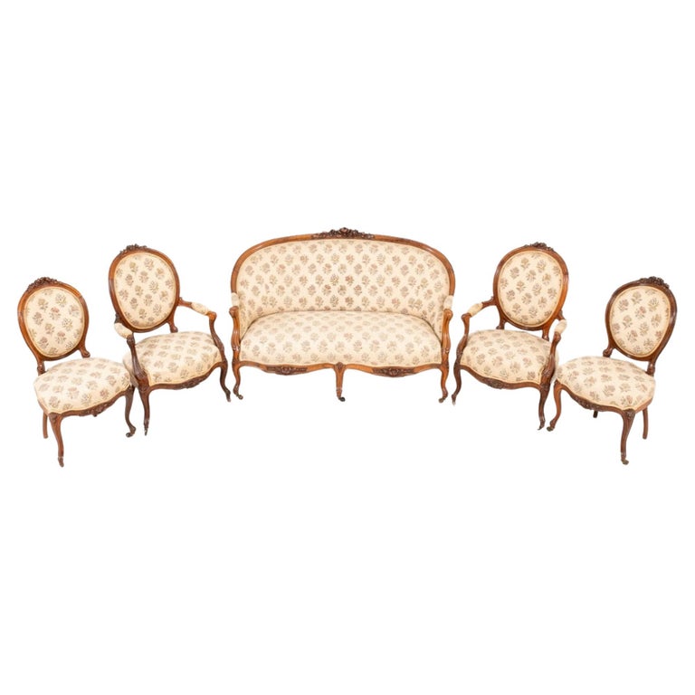 Victorian Settee Chair Set Antique Couch Parlour Suite, 1860 For Sale ...