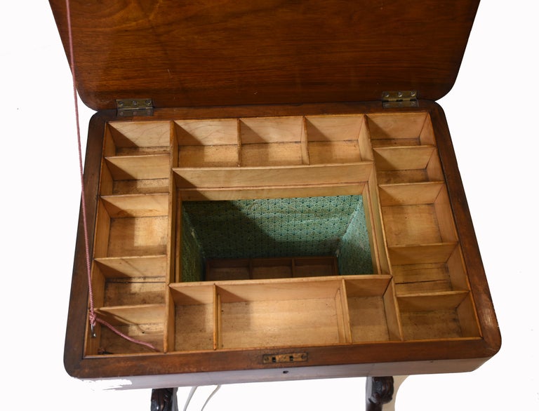 Victorian Sewing Table Antique Burr Walnut 1860 Side Tables at 1stDibs
