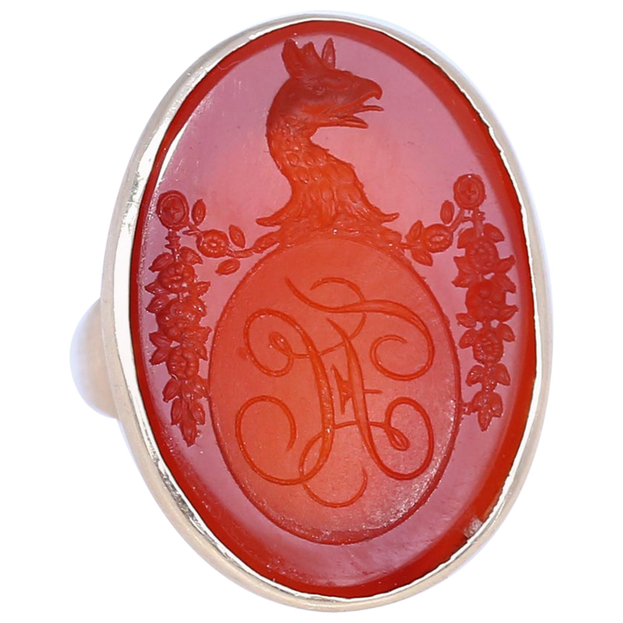 Victorian Rare Carnelian Intaglio Portrait Ring at 1stDibs