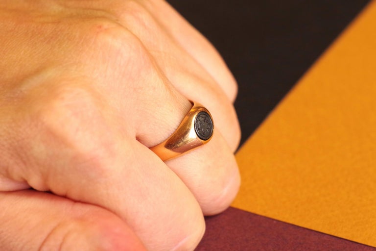Victorian Signet Intaglio Ring in 18k Rose Gold, Intaglio Men Ring at ...