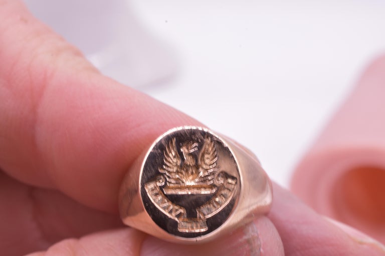 Victorian Signet Ring with Image of Phoenix, "Perit Ut Vivat", circa ...