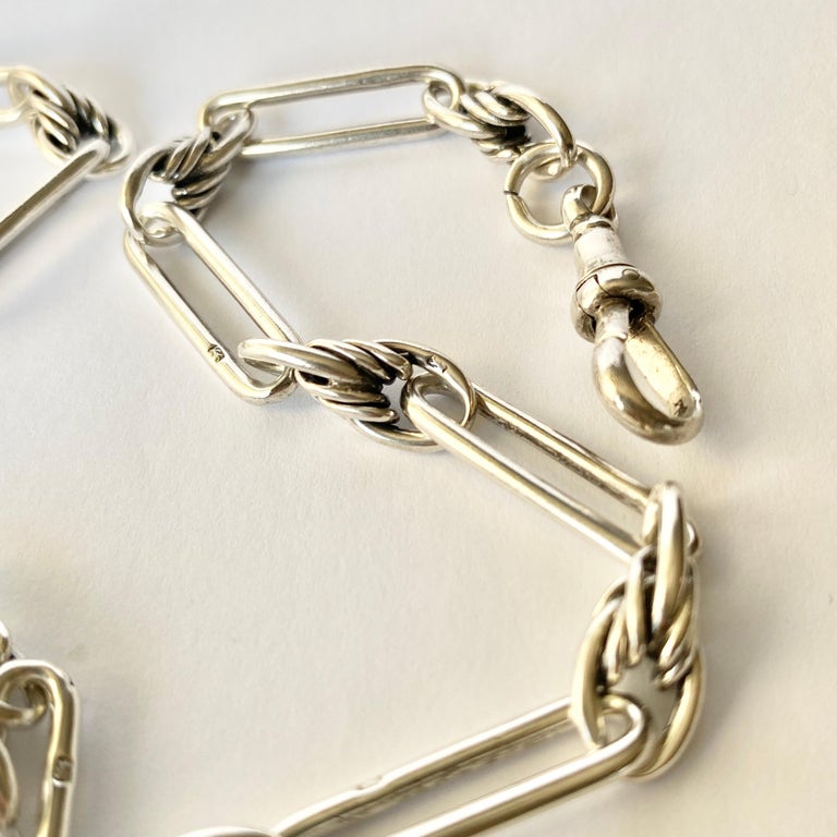 Victorian Silver Albert Chain with Fob at 1stDibs