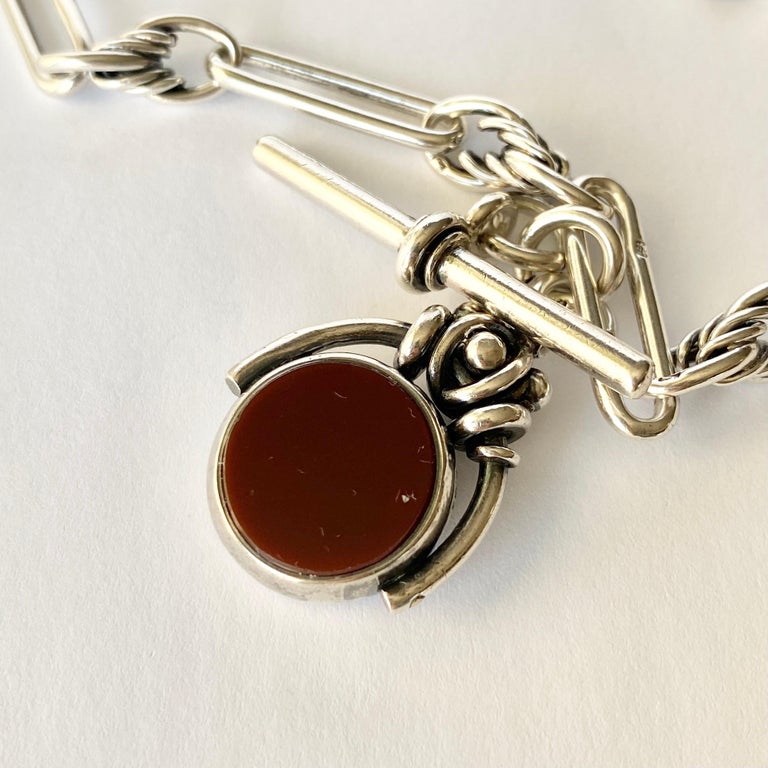 Victorian Silver Albert Chain with Fob at 1stDibs