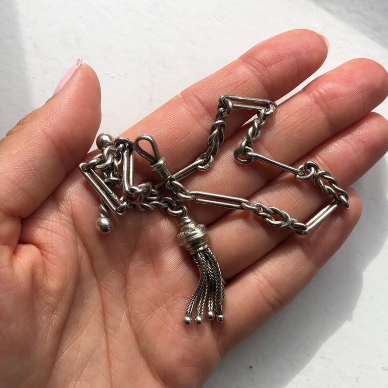 Victorian Silver Albert Chain with Tassel at 1stDibs