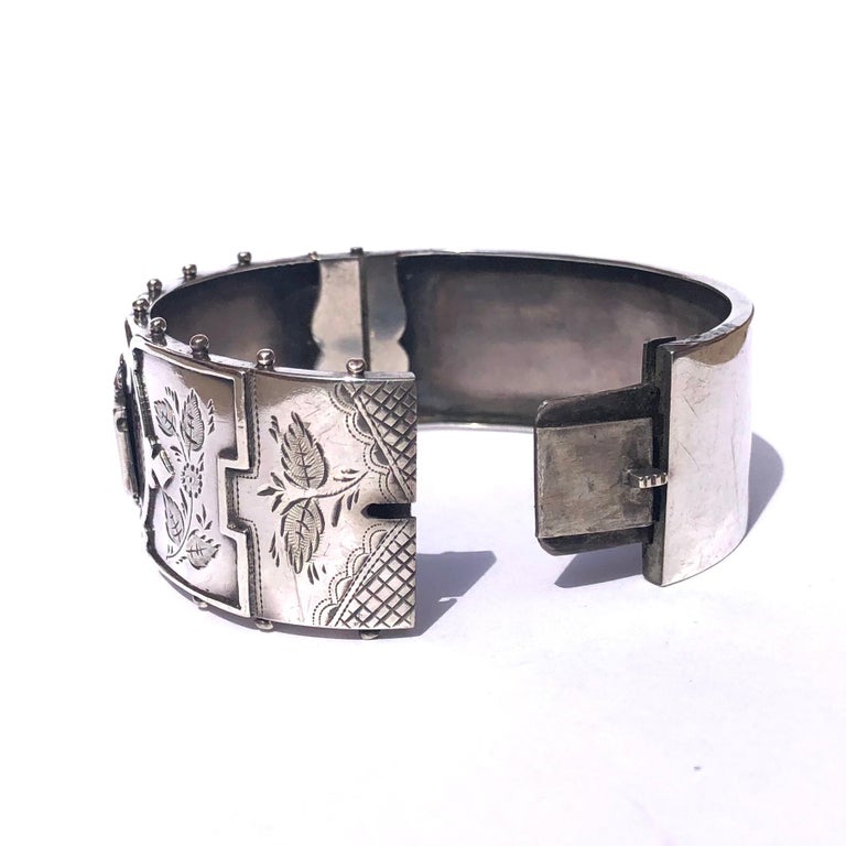 Victorian Silver And Enamel With Coat Of Arms Bangle For Sale At 1stdibs