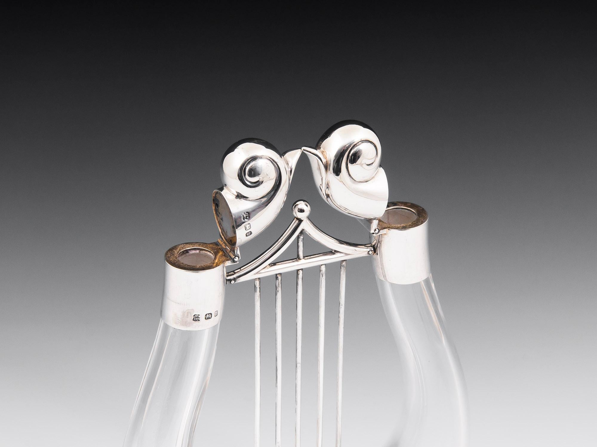 Victorian Silver and Glass Lyre Decanter For Sale at 1stDibs