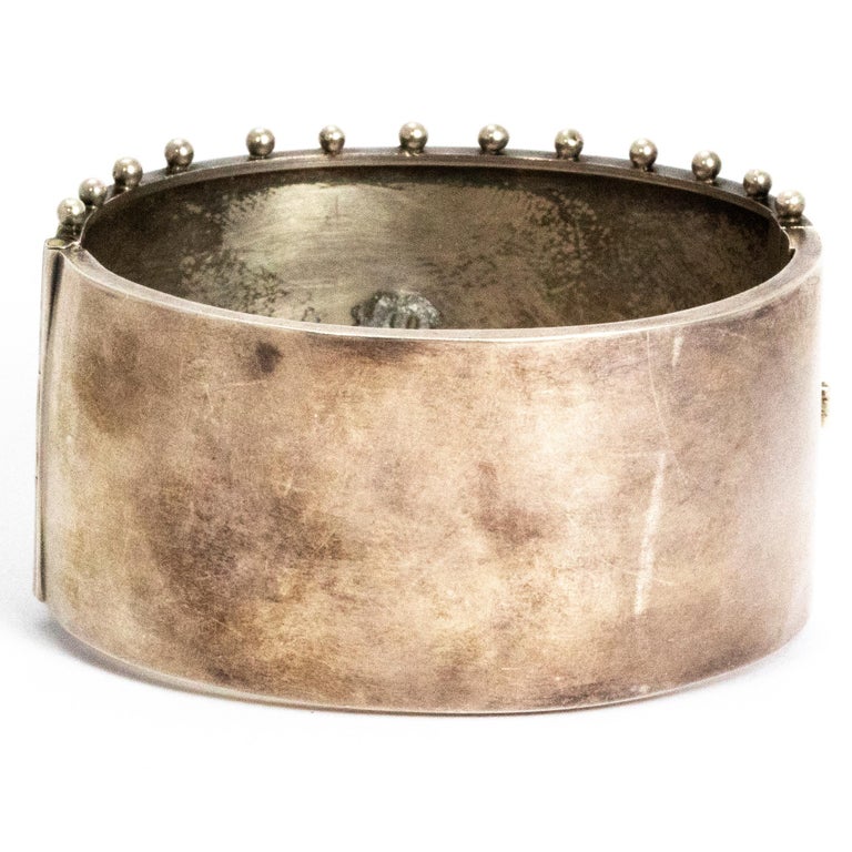 Victorian Silver and Gold Wide Cuff Bangle at 1stDibs