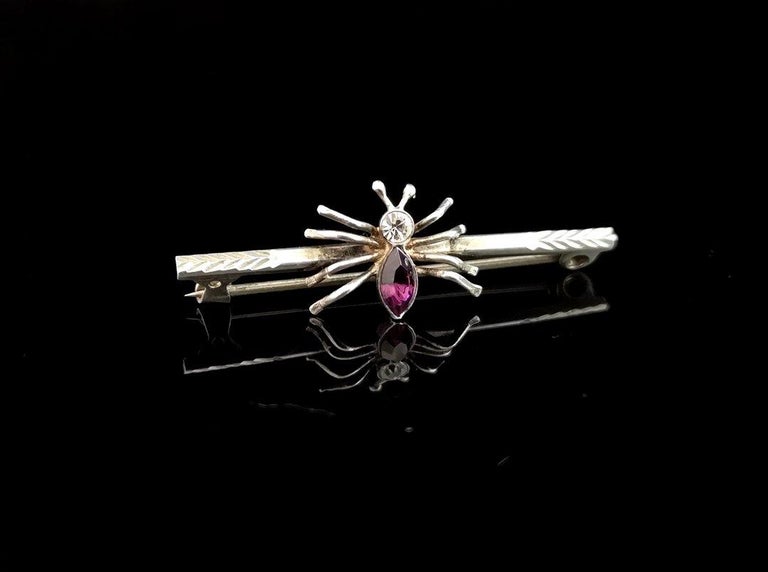 Victorian Silver and Paste Spider Brooch at 1stDibs