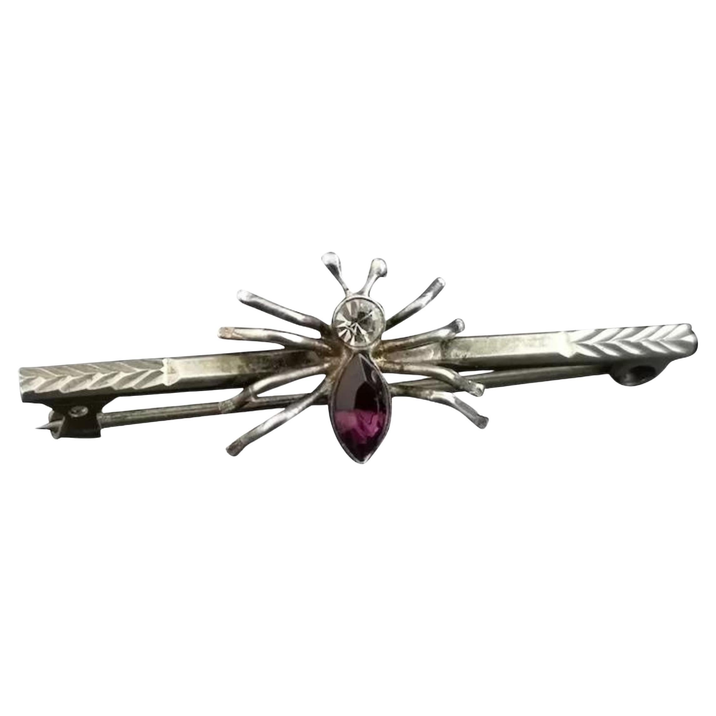 A Victorian Ruby Rose Diamond Spider Brooch at 1stDibs