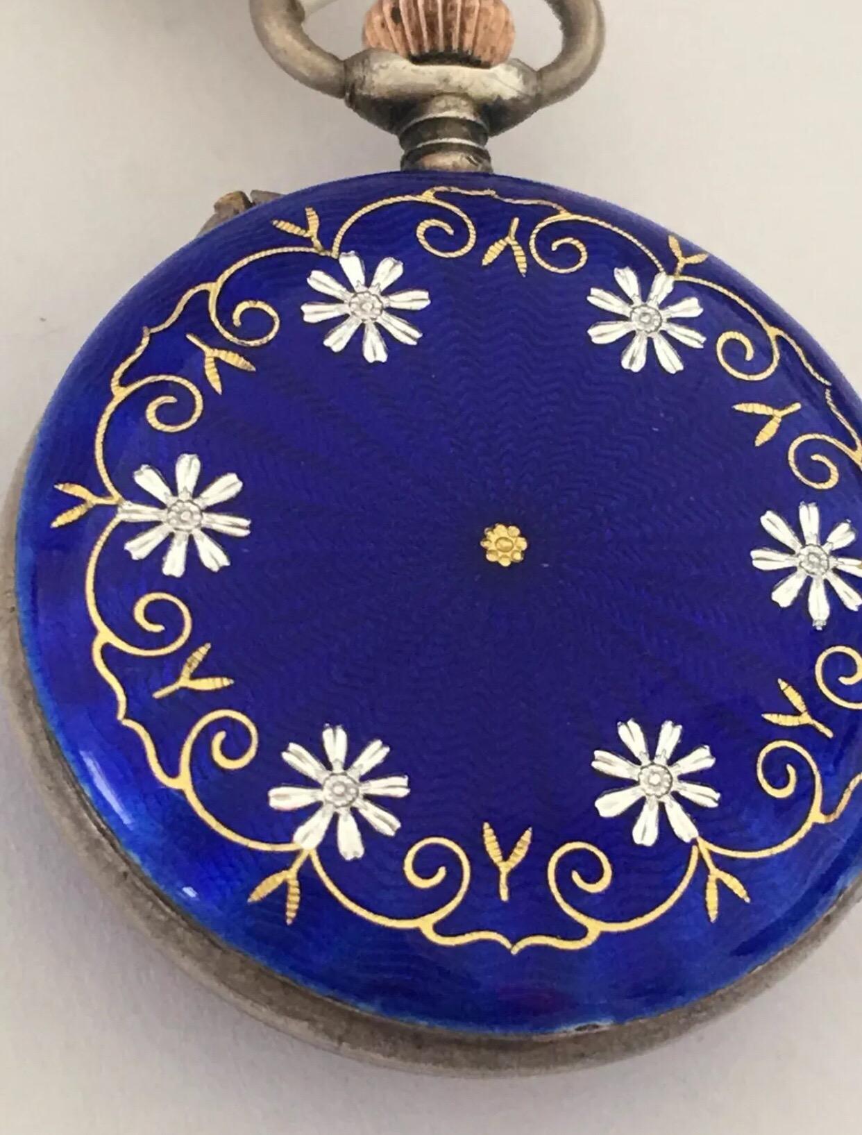 Victorian Silver Blue Enamel Fob Watch For Sale at 1stDibs | victorian ...
