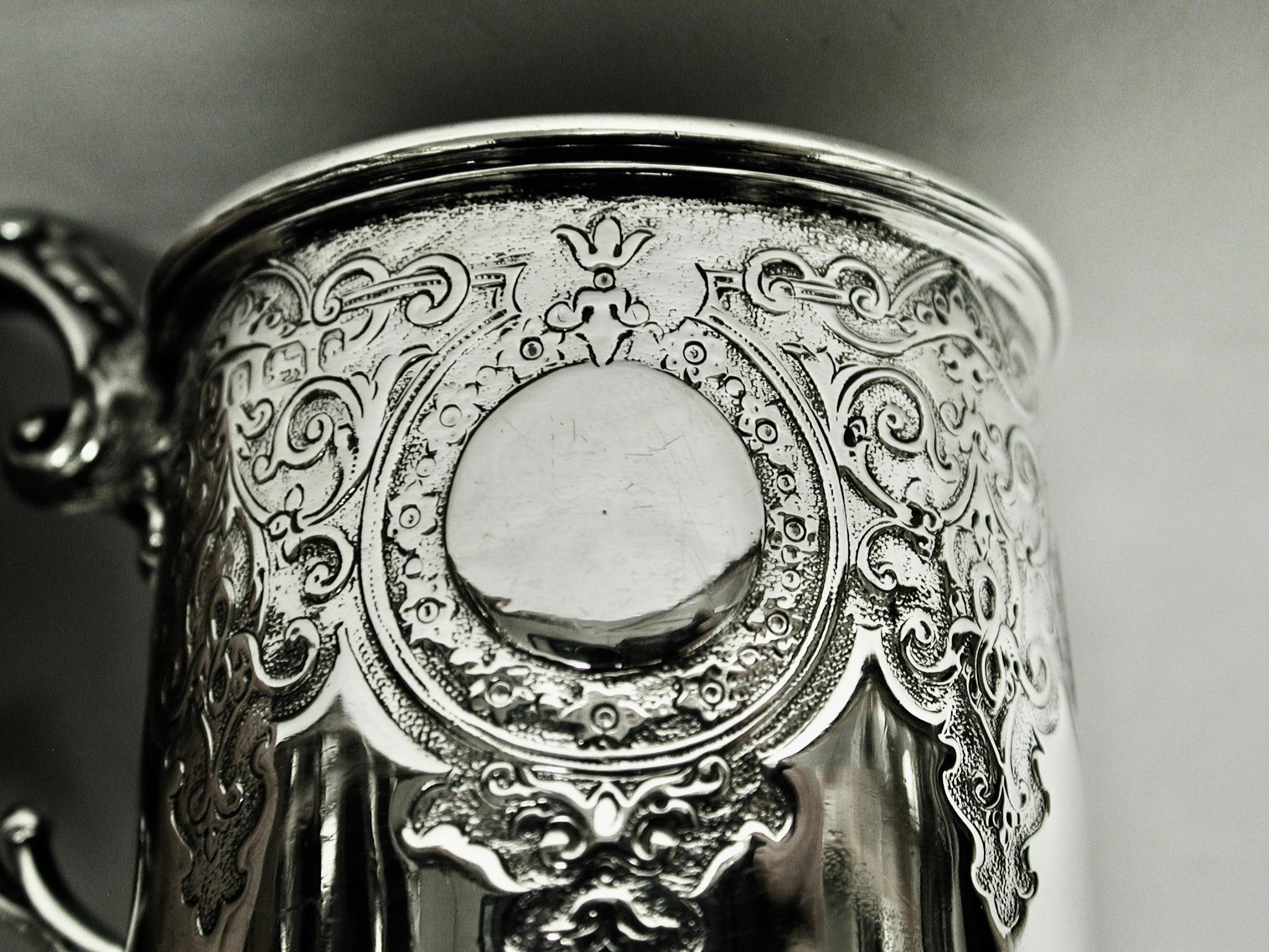 Victorian Silver Christening Mug Flat Chased Decoration 1869 Henry ...