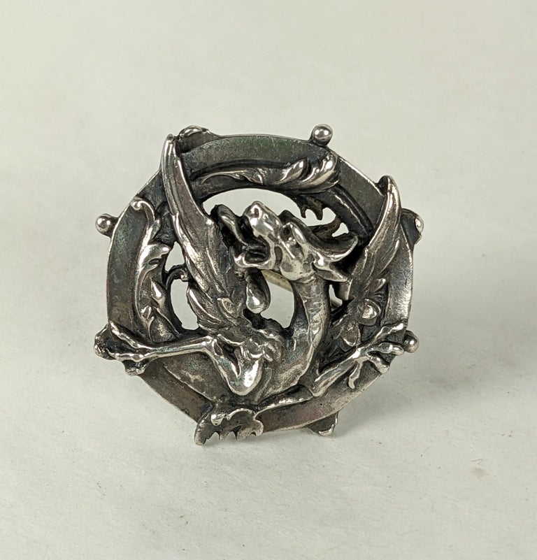 Victorian Silver Dragon Brooch For Sale at 1stDibs