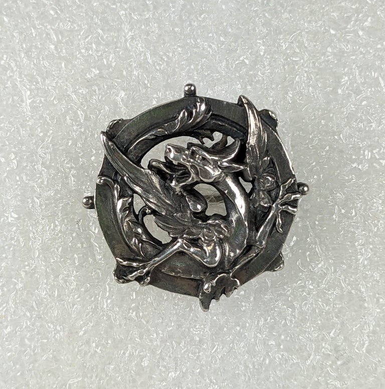 Victorian Silver Dragon Brooch For Sale at 1stDibs