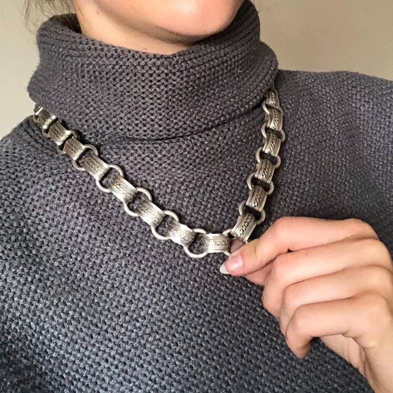 Victorian Silver Fancy Collar Necklace For Sale (Free Shipping) at 1stDibs