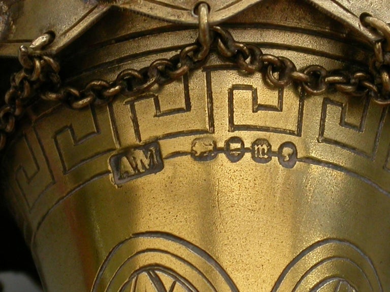 Victorian Silver Gilt Posy Holder Set with Turquoise Beads A Macrae ...