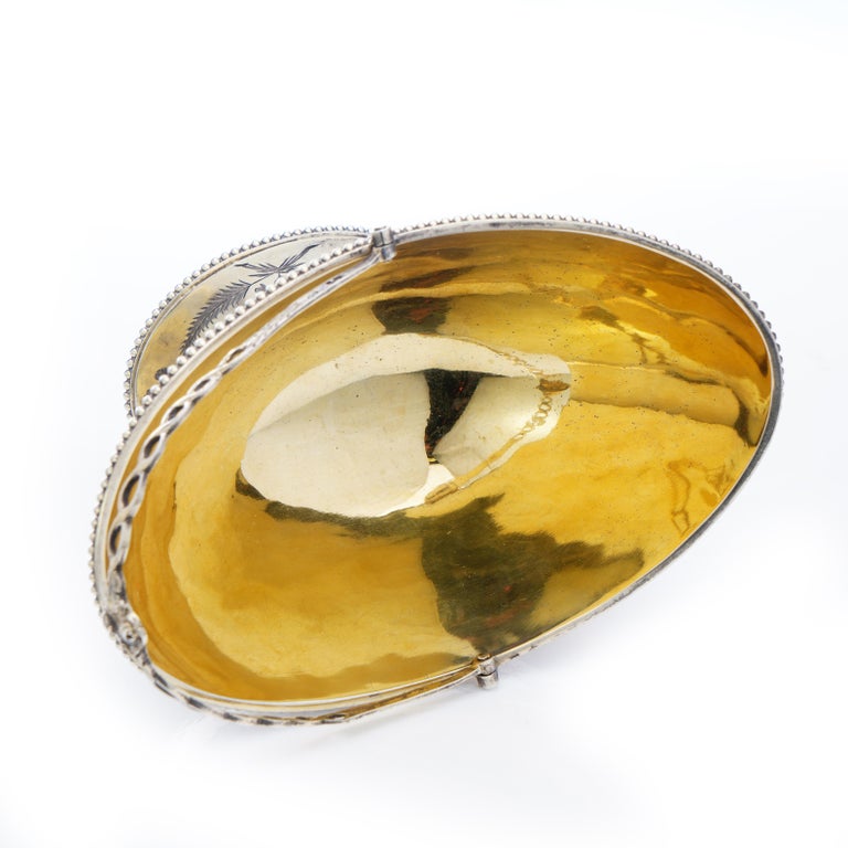 Victorian Silver Gilt Swing Handle Basket For Sale at 1stDibs