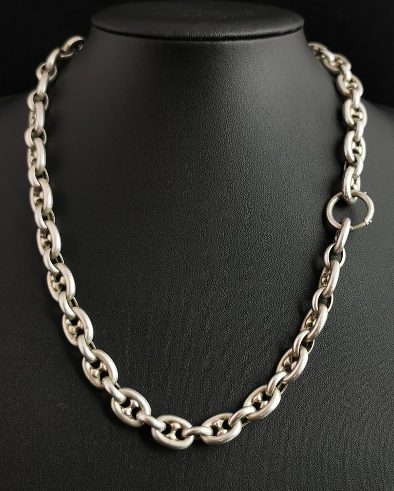 Victorian silver mariner link chain necklace at 1stDibs