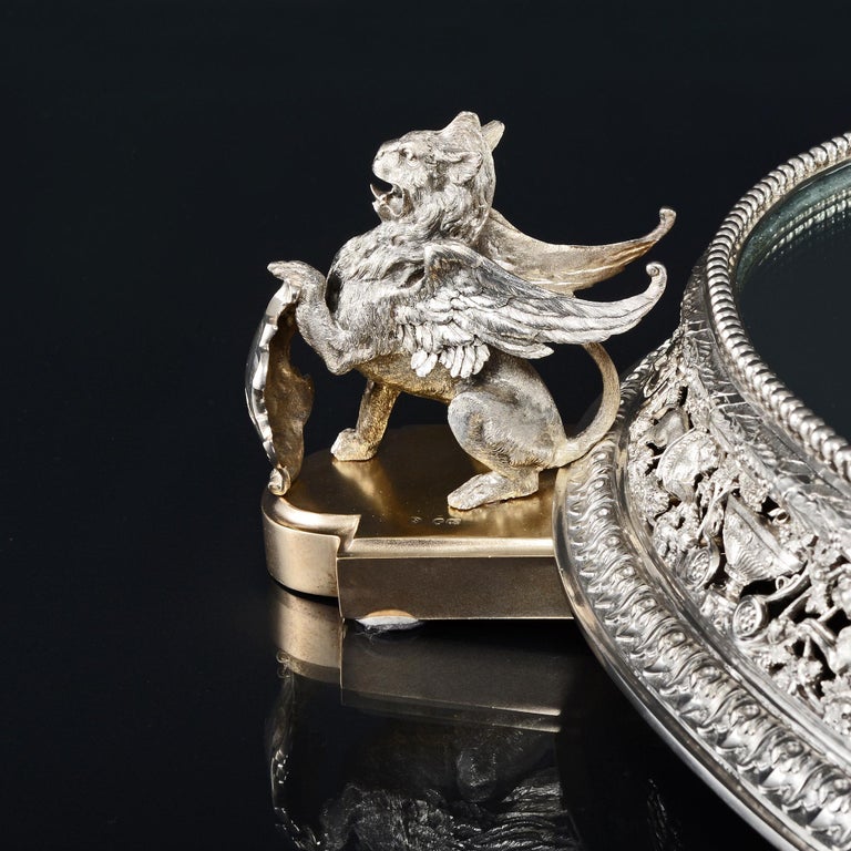 Victorian Silver Oval Mirrored Plateau For Sale at 1stDibs | silver plateau