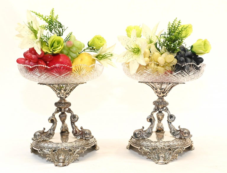 Victorian Silver Plate Bowls, Pair Elkington Sweet Dishes Epergene ...