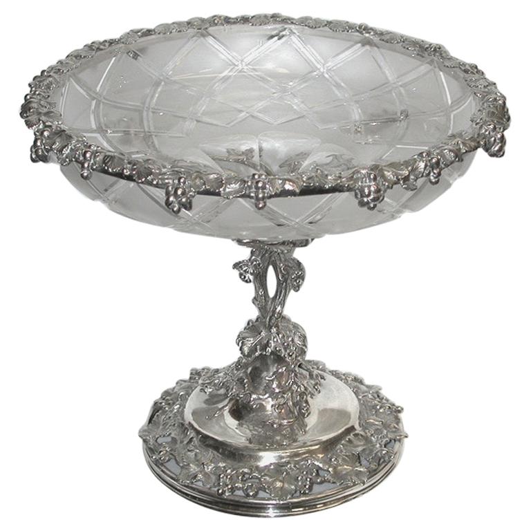 Victorian Silver Plated and Cut Frosted Glass Grape Stand, Elkington ...