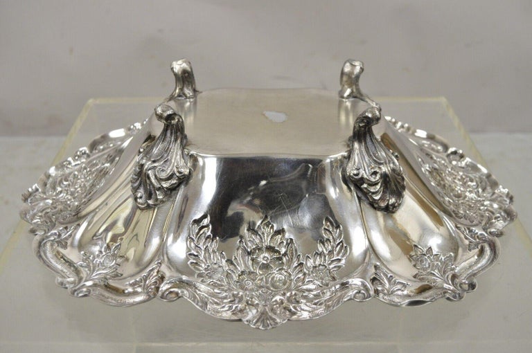 Victorian Silver Plated Floral Repousse Trinket Dish Serving Bowl ...