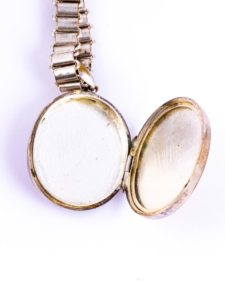 Victorian Silver Plated Locket and Collar Chain Necklace at 1stDibs