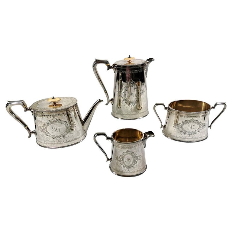 Victorian Silver Plated Tea and Coffee Service Set For Sale at 1stDibs