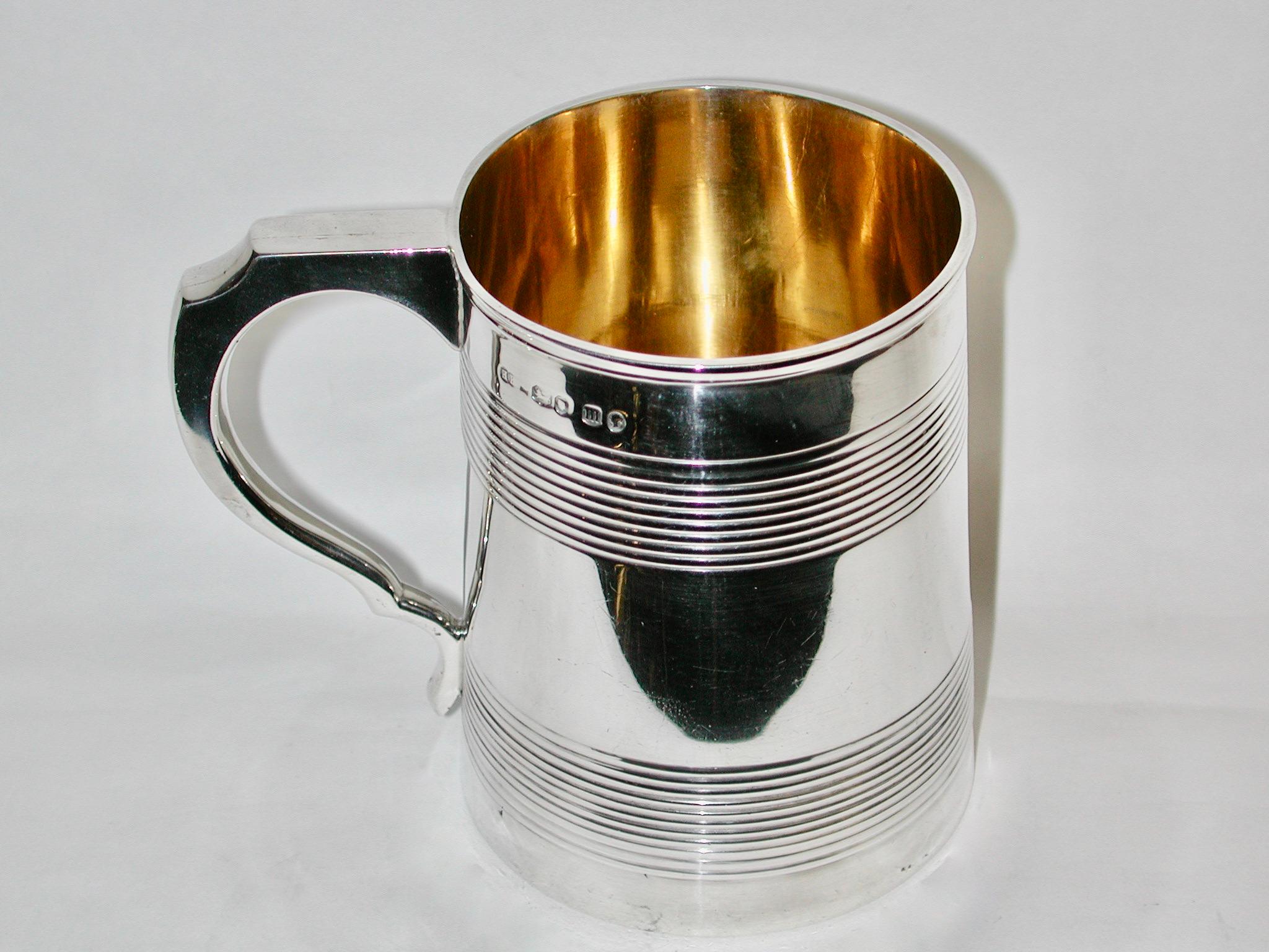 Victorian Silver Straight Sided Ribbed Victorian Silver Tankard 1867 ...