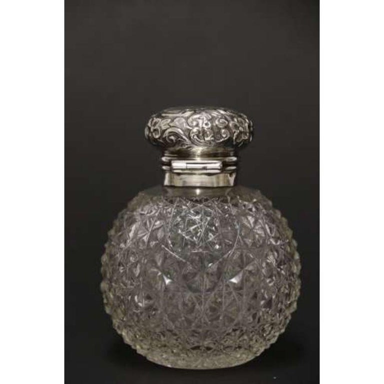 Victorian silver top and cut glass perfume bottle, Birmingham 1897 - 8 ...