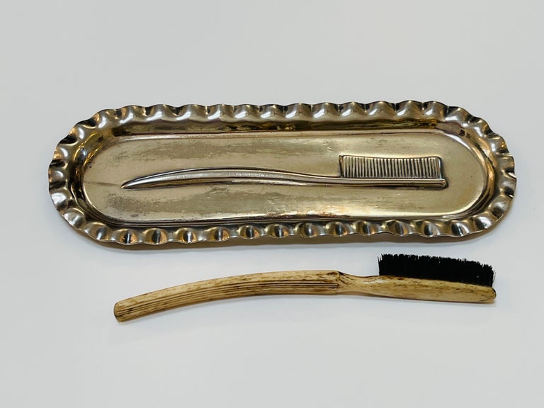 Victorian Silverplated Toothbrush Tray and Brush Set by James W. Tufts ...