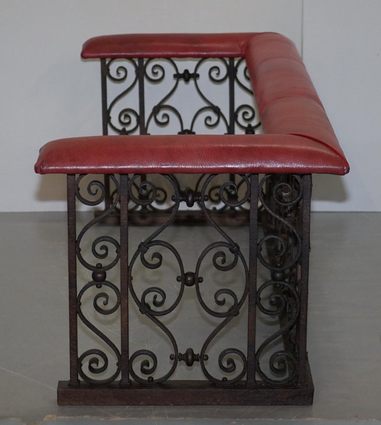 Victorian Sir Robert Lorimer Wrought Iron Oxblood Leather Fireplace ...