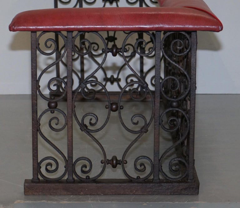 Victorian Sir Robert Lorimer Wrought Iron Oxblood Leather Fireplace ...