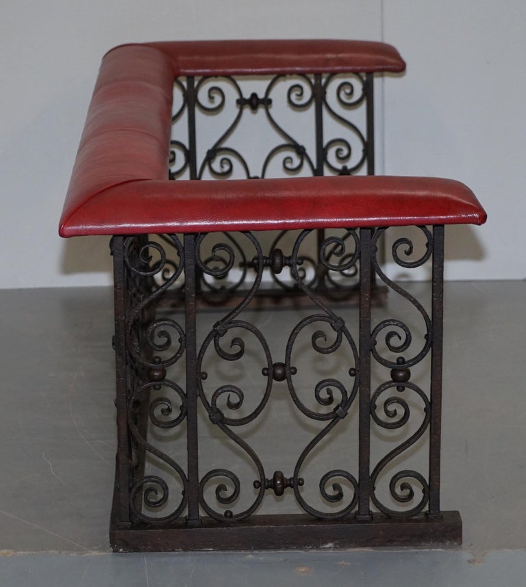 Victorian Sir Robert Lorimer Wrought Iron Oxblood Leather Fireplace ...