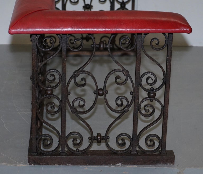 Victorian Sir Robert Lorimer Wrought Iron Oxblood Leather Fireplace ...