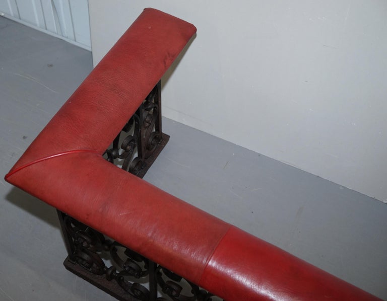 Victorian Sir Robert Lorimer Wrought Iron Oxblood Leather Fireplace ...