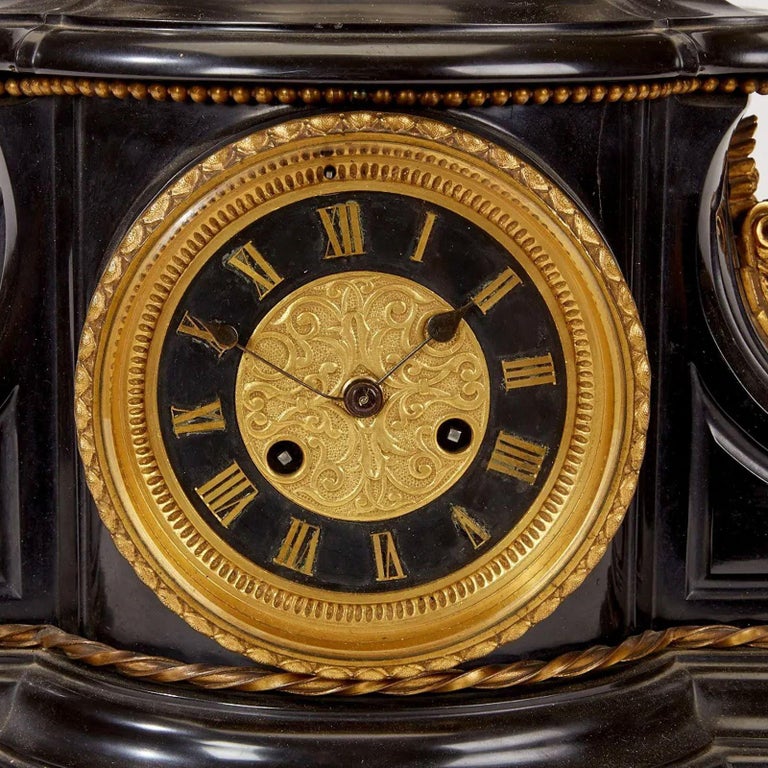 Victorian Slate and Bronze Mantel Clock Signed by Gaulier Ebit For Sale ...