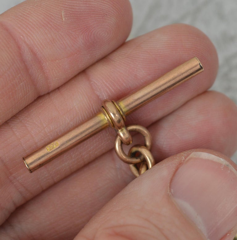 Victorian Solid 9ct Rose Gold Long Fancy Link Double Albert Watch Chain ...