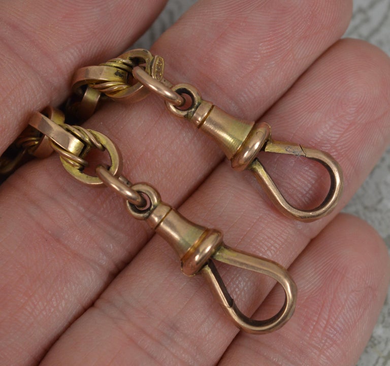 Victorian Solid 9ct Rose Gold Long Fancy Link Double Albert Watch Chain ...