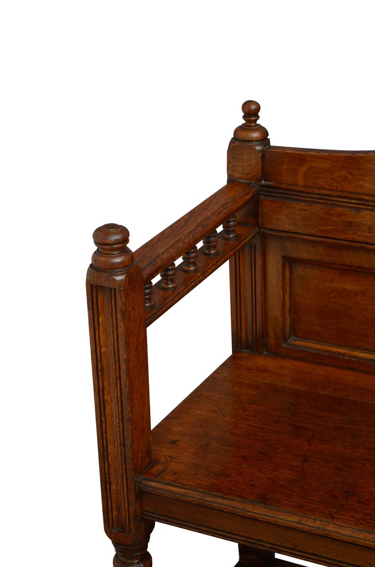 Victorian Solid Oak Hall Bench For Sale at 1stDibs