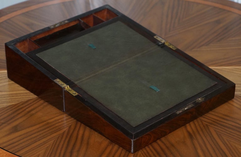 Victorian Solid Rare Wood with Mother of Pearl Inlay Green Leather ...