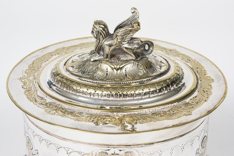 Victorian Sphinx Egyptian Revival Mappin and Webb Silver Plate Biscuit ...