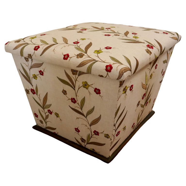 Victorian Square Upholstered Ottoman Stool at 1stDibs
