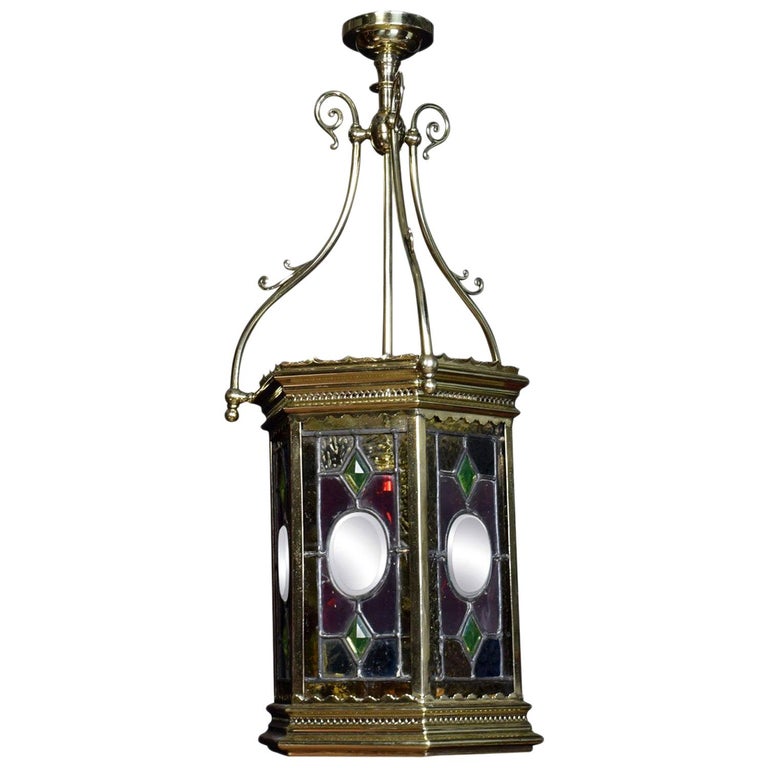 Victorian Stained Glass Hall Lantern For Sale at 1stDibs