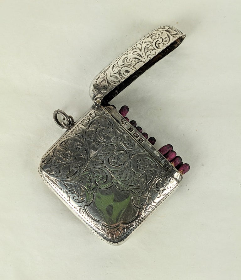 Victorian Sterling Etched Match Safe For Sale at 1stDibs