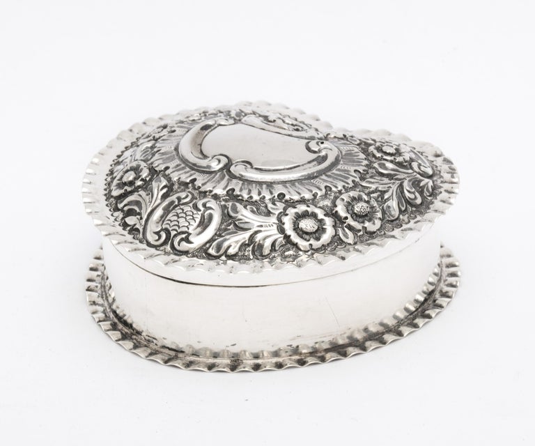 Victorian Sterling Heart-Form Trinkets Box with Hinged Lid For Sale at ...